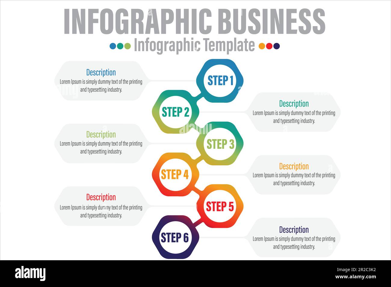 Infographic colorful design template with numbers six 6 steps, six 6 ...