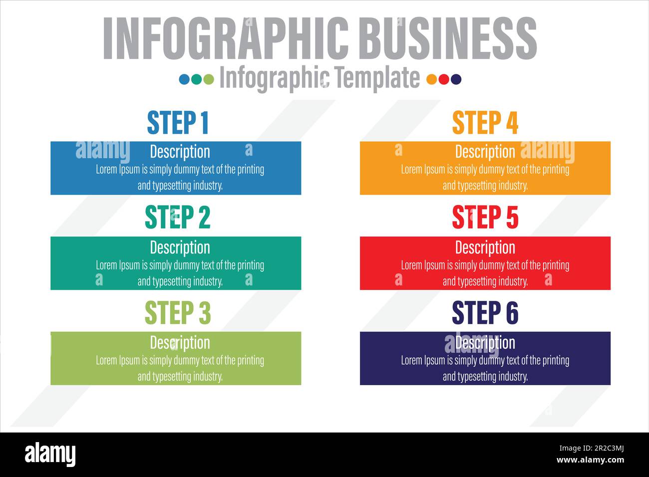 Six rectangle timeline steps or option workflow infographic plan ...