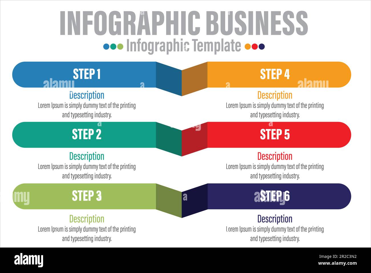 Six rectangle timeline steps or option workflow infographic plan ...