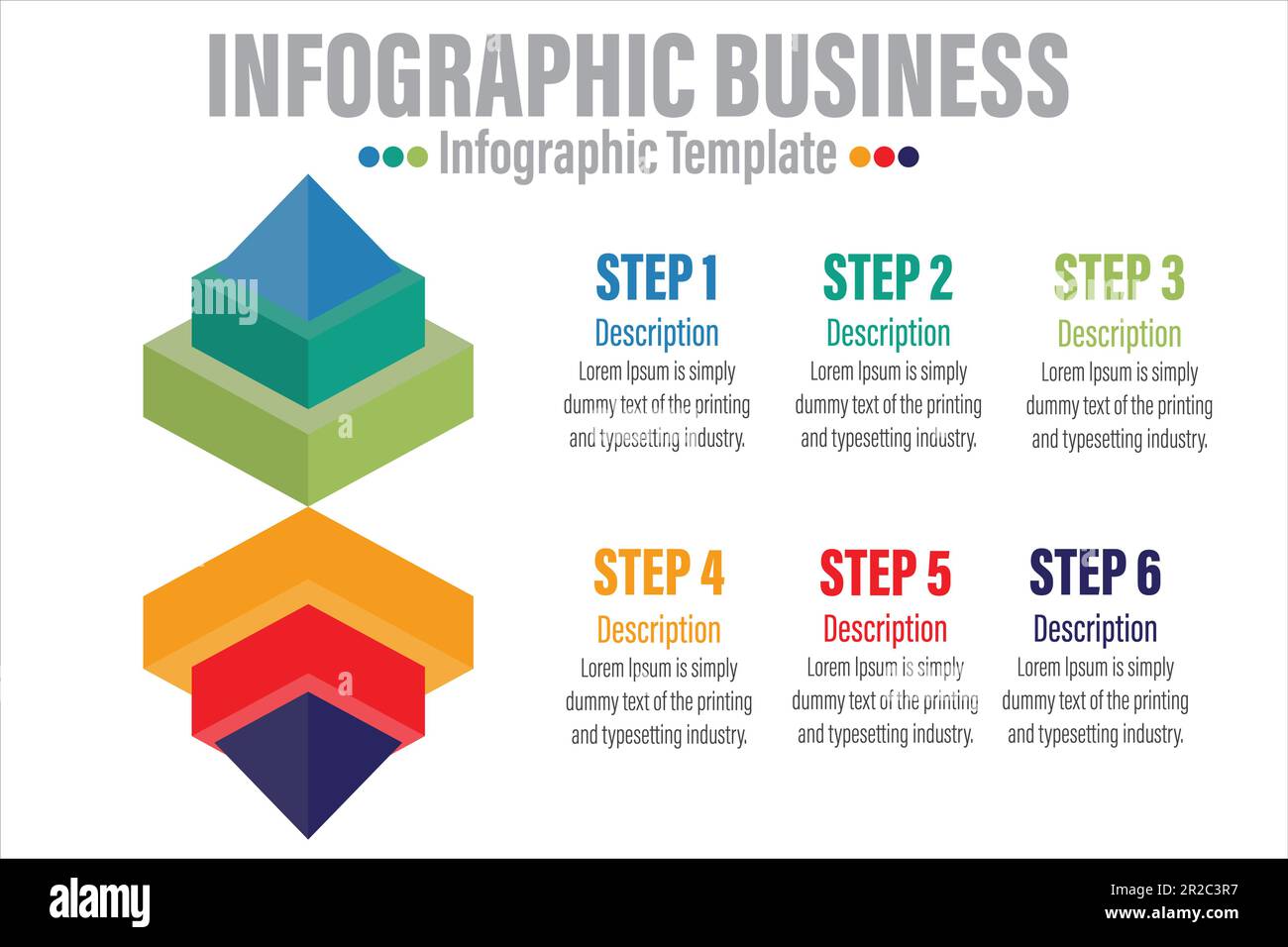 3D Infographic template for business. 6 steps Modern Mindmap pyramid ...