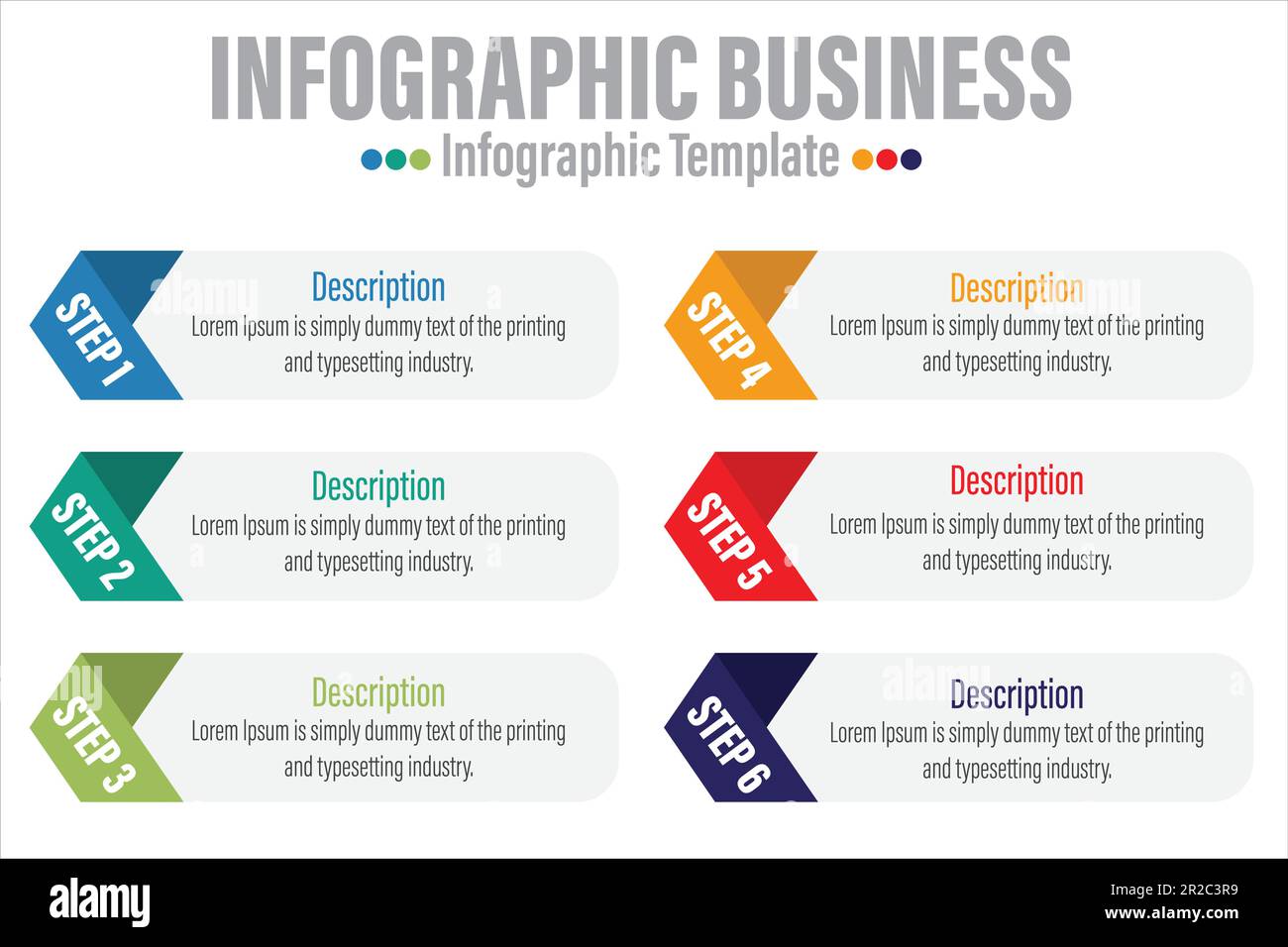 6 Steps, six 6 option Paper note shape elements with steps,road map ...