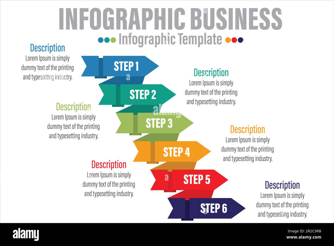 Arrow line 6 Step or Six option Business data visualization. Abstract ...