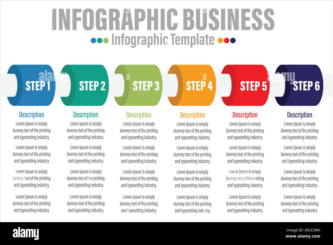 Colorful 6 Steps and Six 6 option Business data Process chart. diagram with steps, options ...