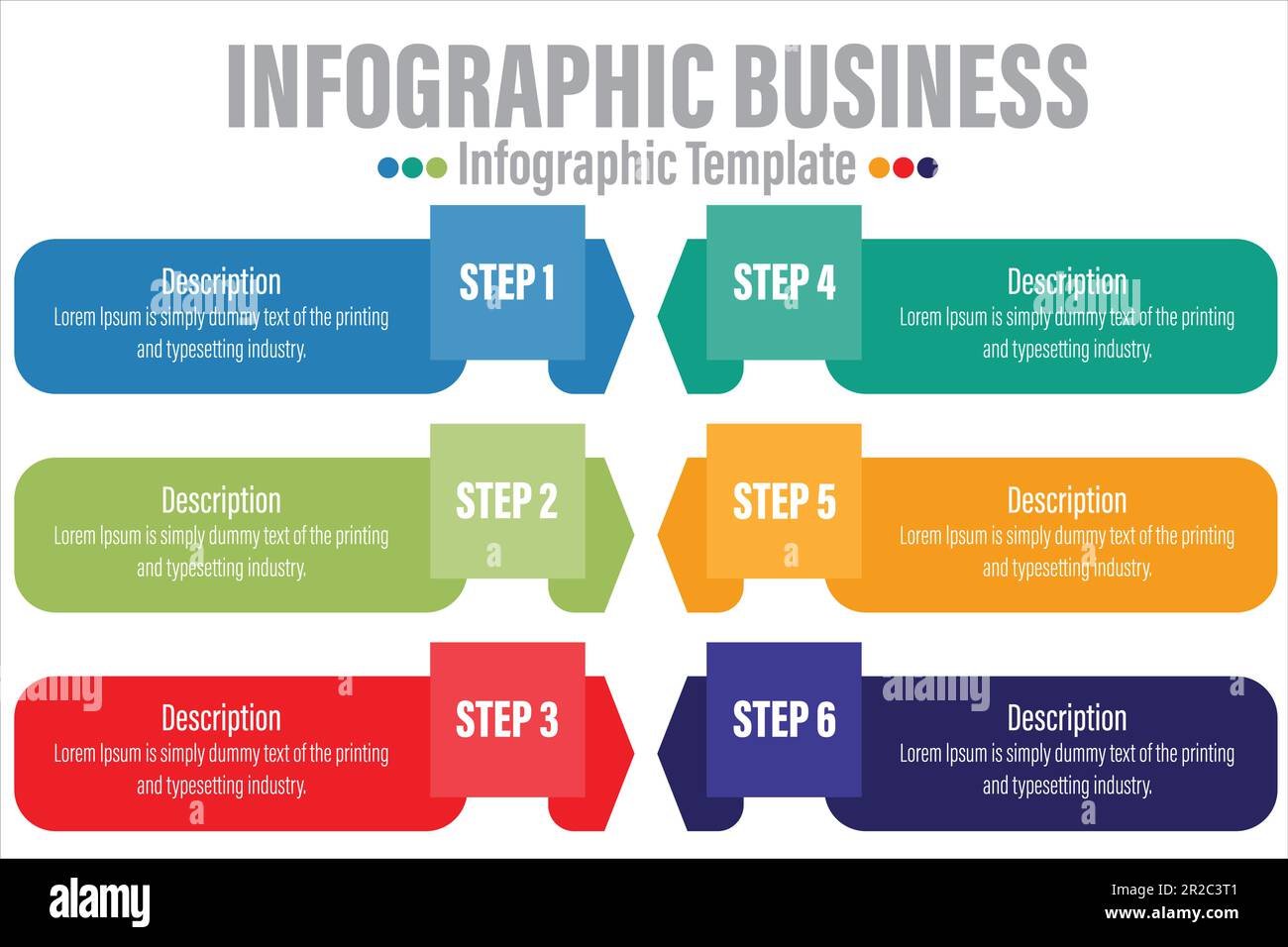 Six rectangle timeline steps or option workflow infographic plan ...