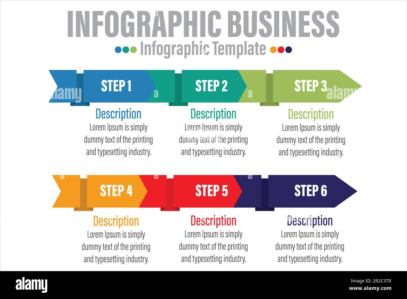 Arrow 6 Step or Six option Business data visualization. Abstract elements of graph, diagram with ...