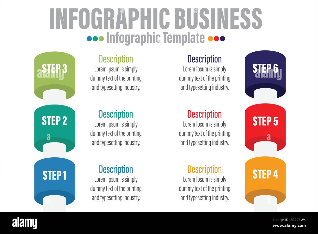 Colorful 6 Steps and Six 6 option Business data Process chart. diagram ...
