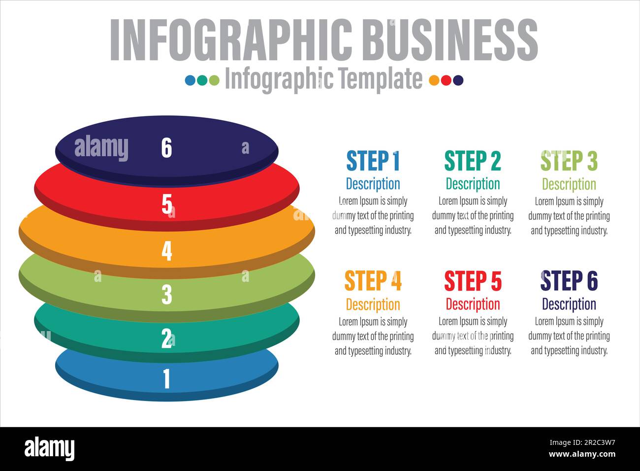 Business process infographic template. 3D Shape design with six 6 steps ...