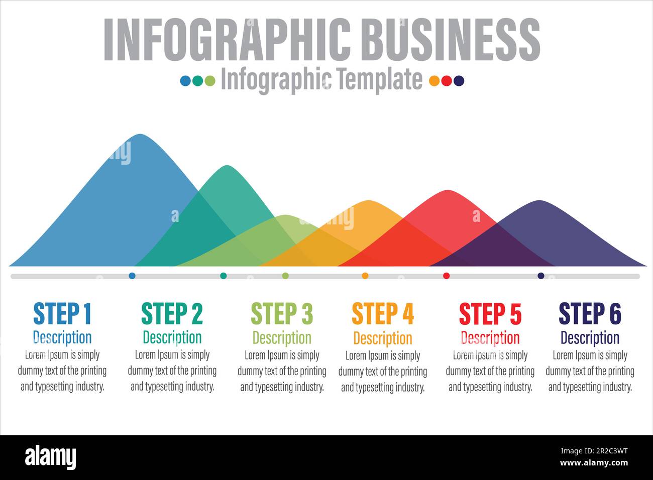 Timeline infographic template with 6 steps, 6 option 6 dot steps and ...