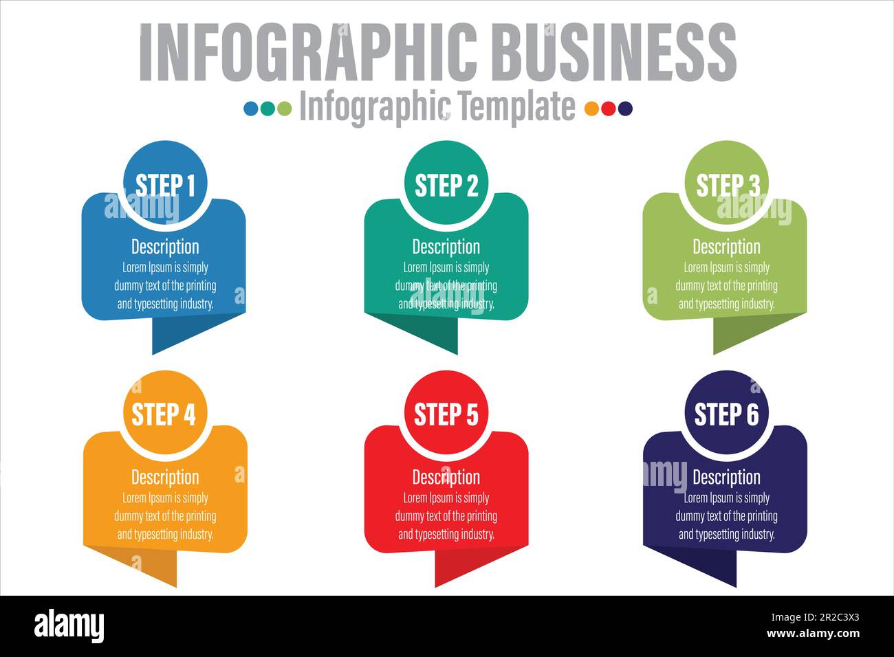 Text box infographics number options template with steps, with 6 Steps ...