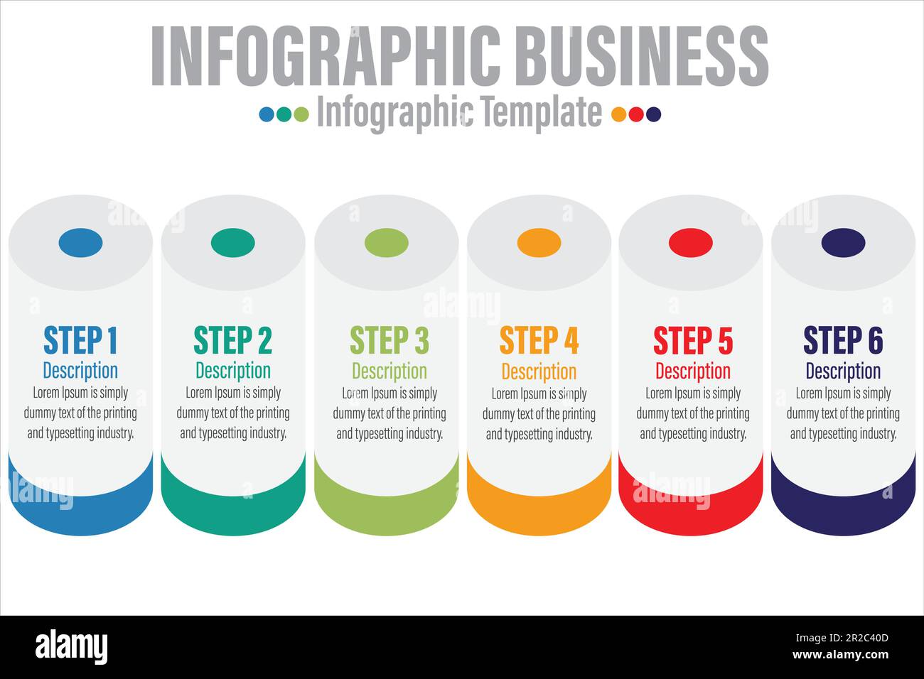 Colorful 6 Steps and Six 6 option Business data Process chart. diagram with steps, options ...