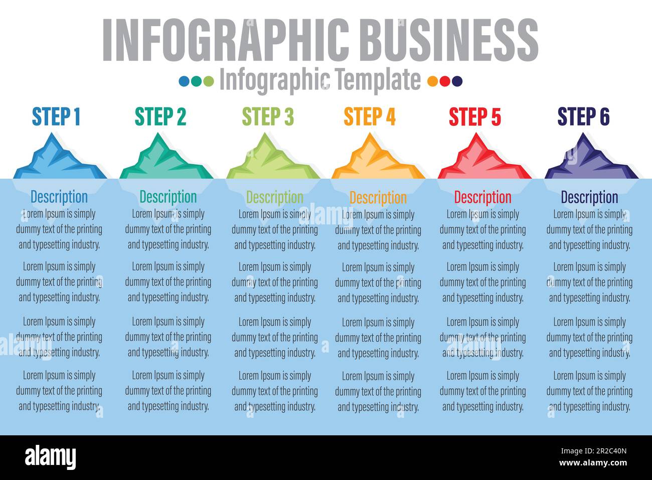Colorful Iceberg infographic 6 Steps and Six 6 option Business data ...