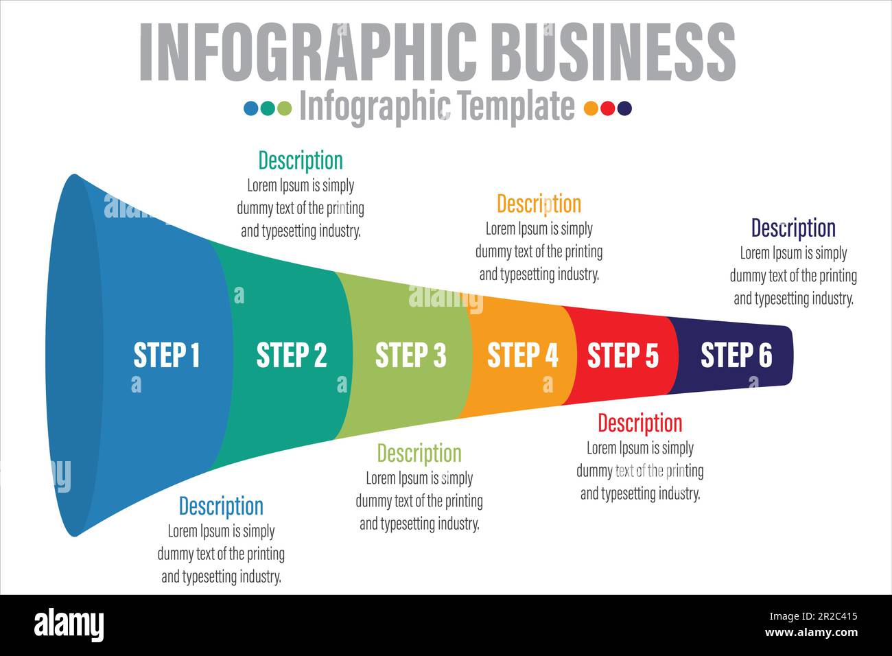 Concept business process with 6 Steps 6 successive steps. Three ...