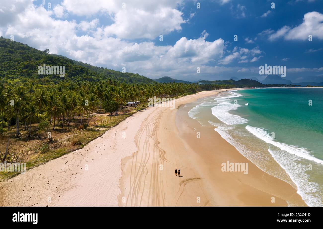 Nacpan beach is located 17 km north of El Nido, Palawan, Philippines ...