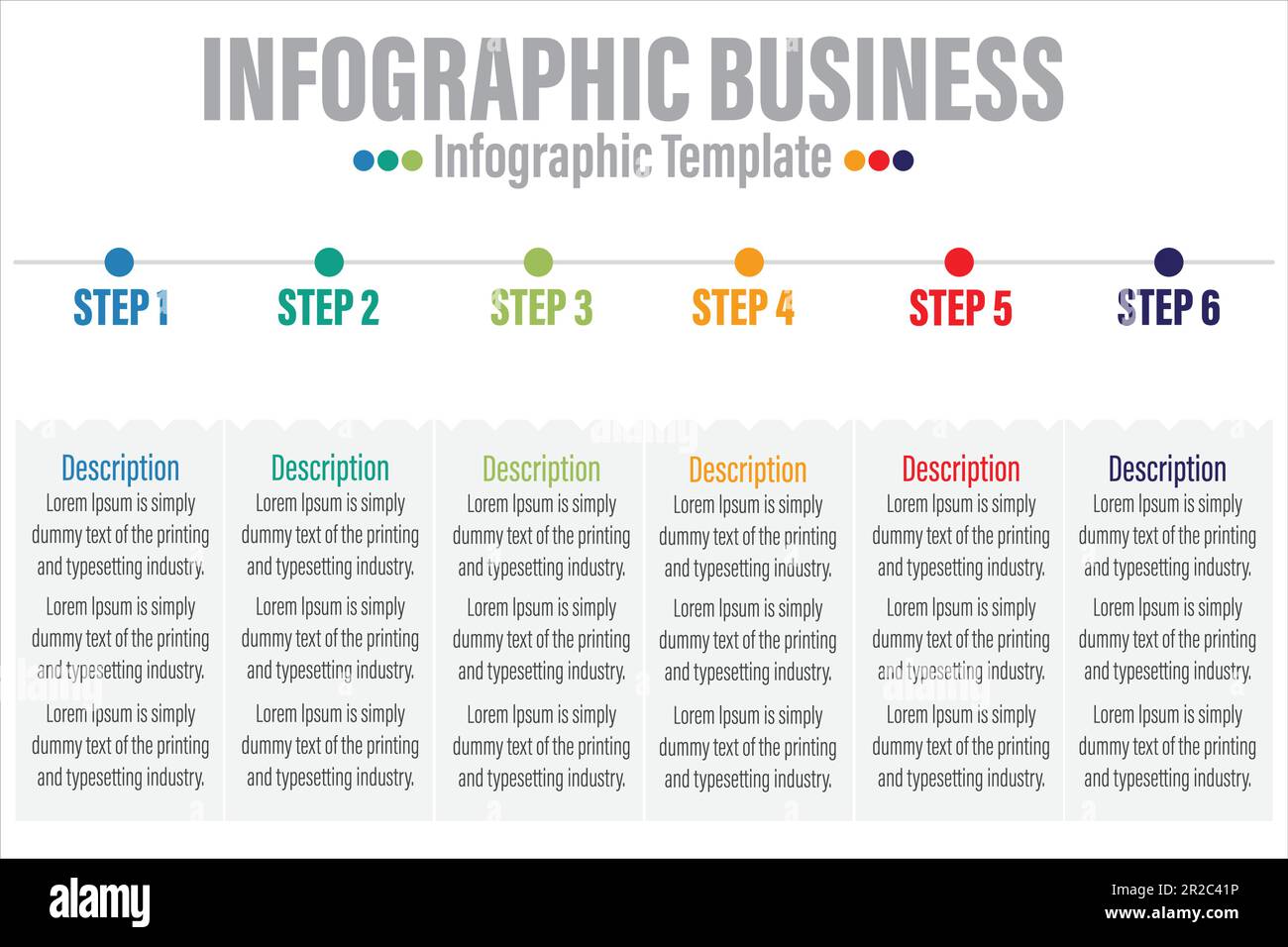 Colorful 6 Steps and Six 6 option Business data Process chart. diagram with steps, options ...