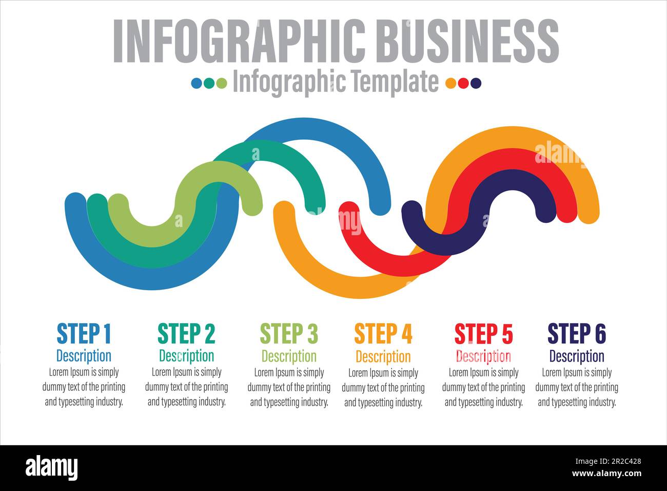 6 Steps Modern Timeline diagram with workflow presentation vector ...