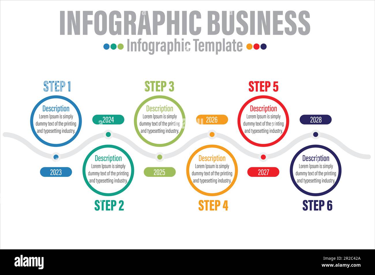 6 Steps 6 option 6 Year Modern Timeline diagram with progress circle ...