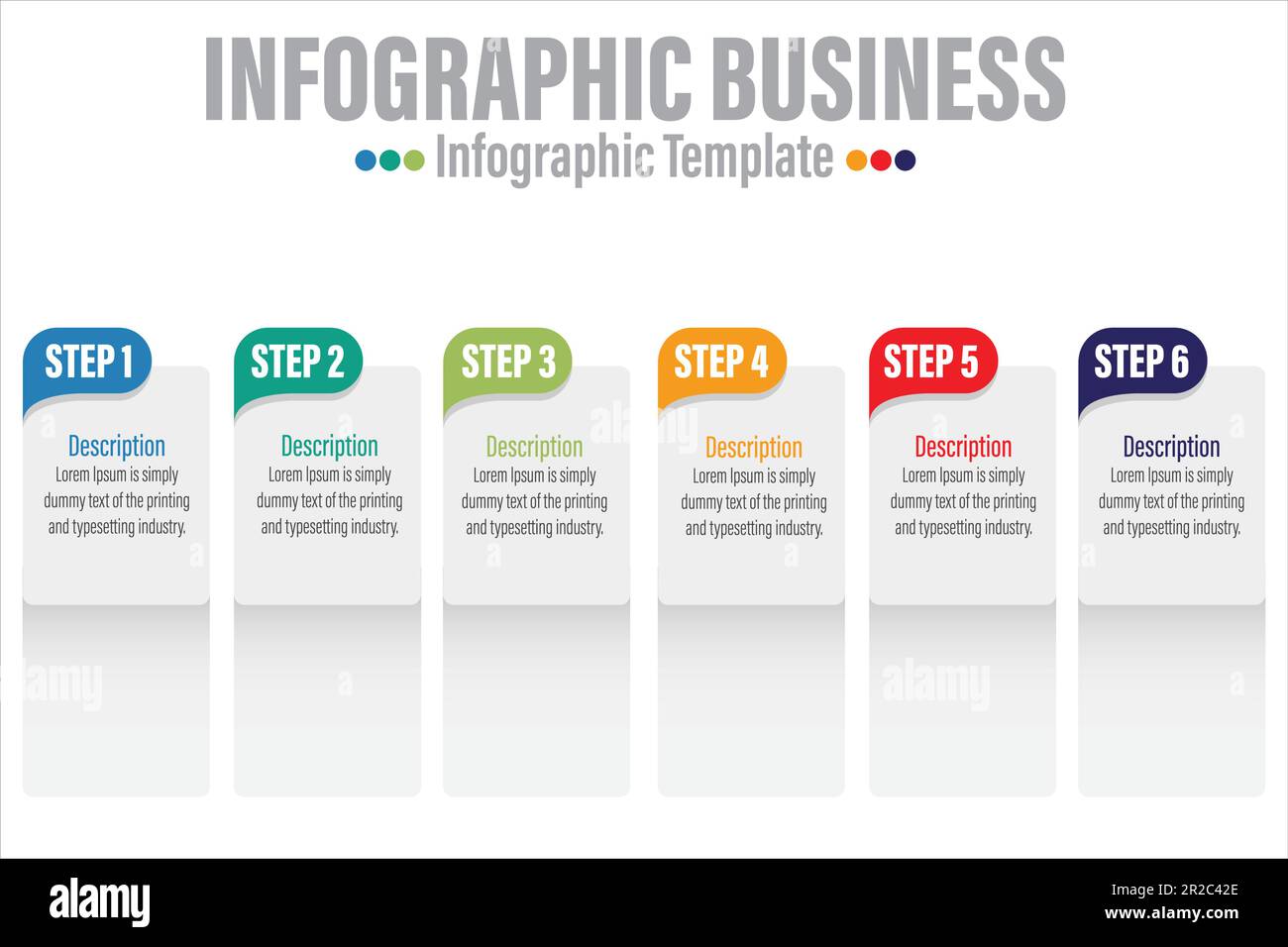 6 Steps, 6 Option Geometric shape with steps,options,processes or ...