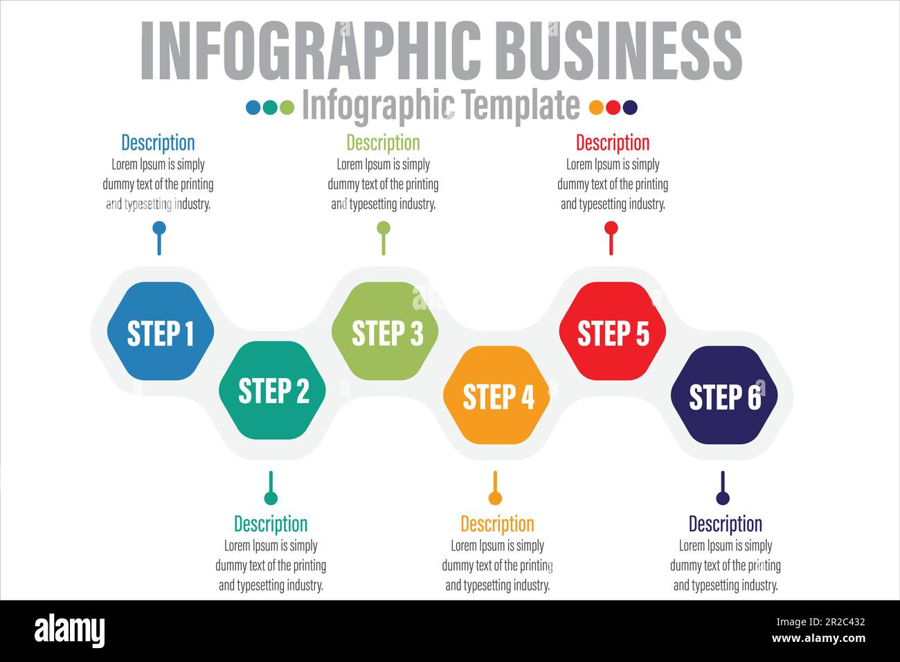 Colorful timeline infographic with Six 6 Steps, Six 6 options design ...