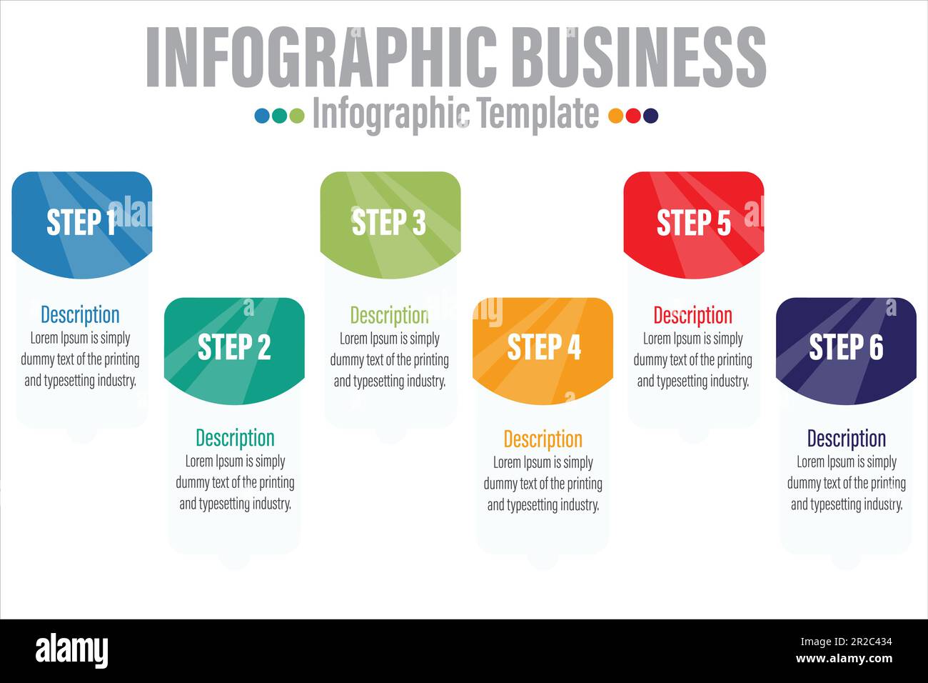 Six 6 rectangle link timeline steps or option workflow infographic plan concept design vector ...