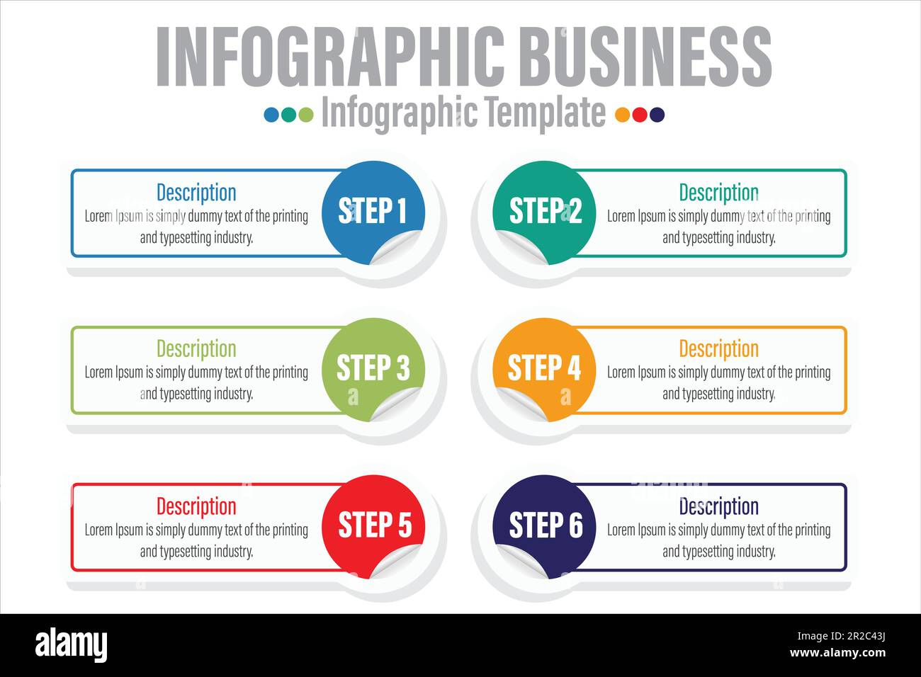 Circle notes colorful Infographic design template with numbers Six 6 ...