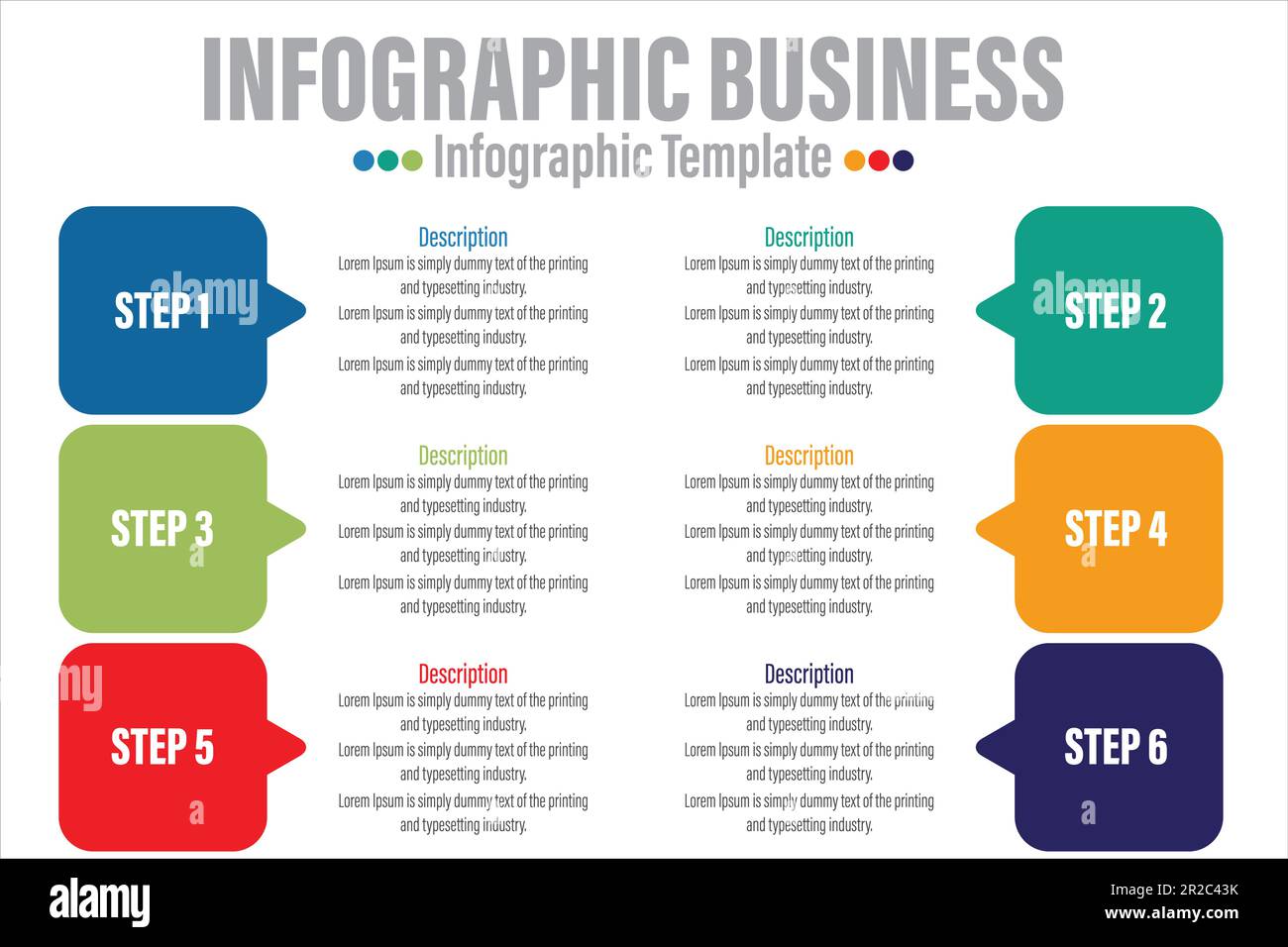 6 Steps, six 6 option Paper note shape elements with steps,road map ...