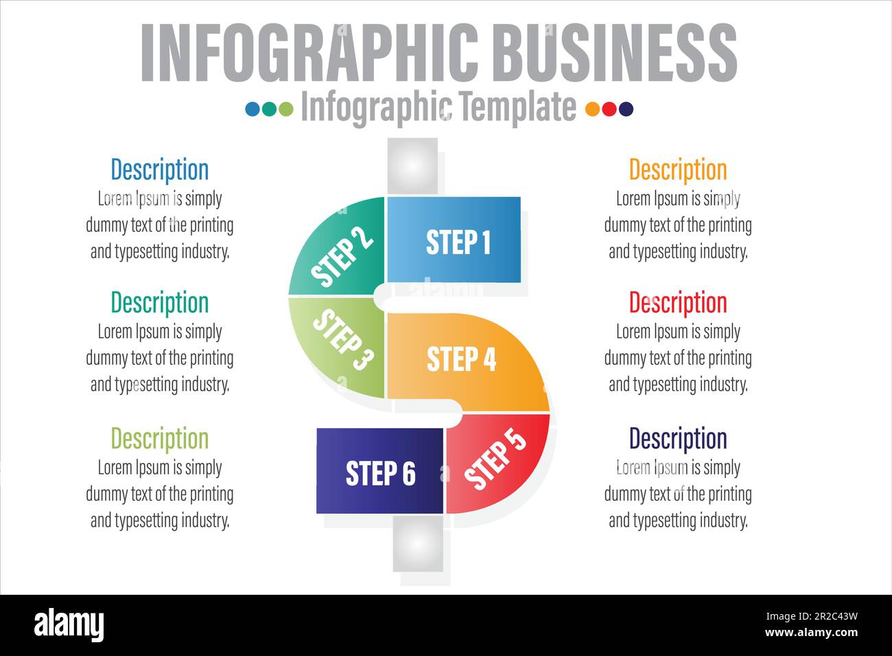 6 Step or Six option dollar Business data visualization. Abstract ...
