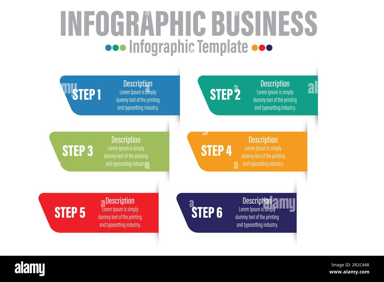 6 Steps, six 6 option Paper note shape elements with steps,road map ...