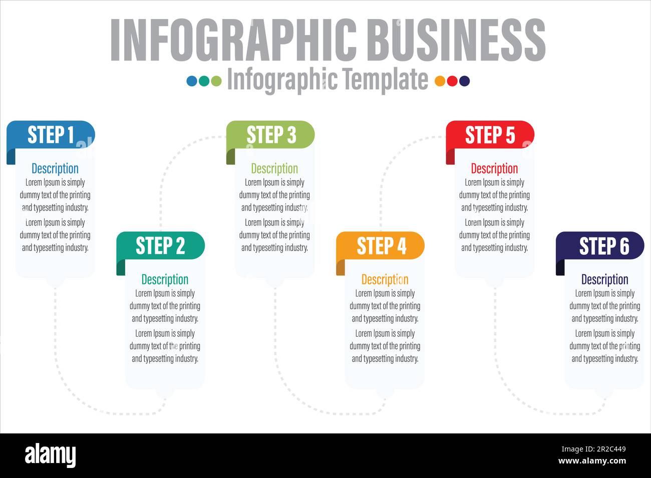 Six 6 rectangle link timeline steps or option workflow infographic plan ...