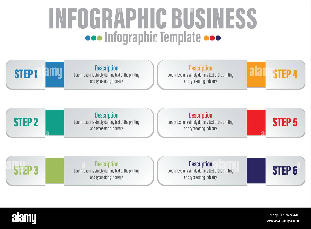 6 Steps, six 6 option Paper note shape elements with steps,road map ...