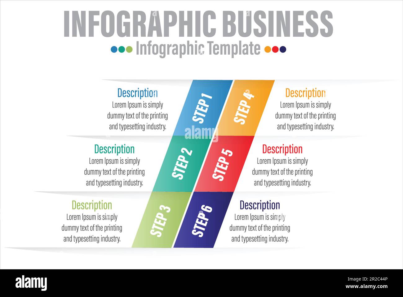 Six rectangle timeline steps or option workflow infographic plan ...
