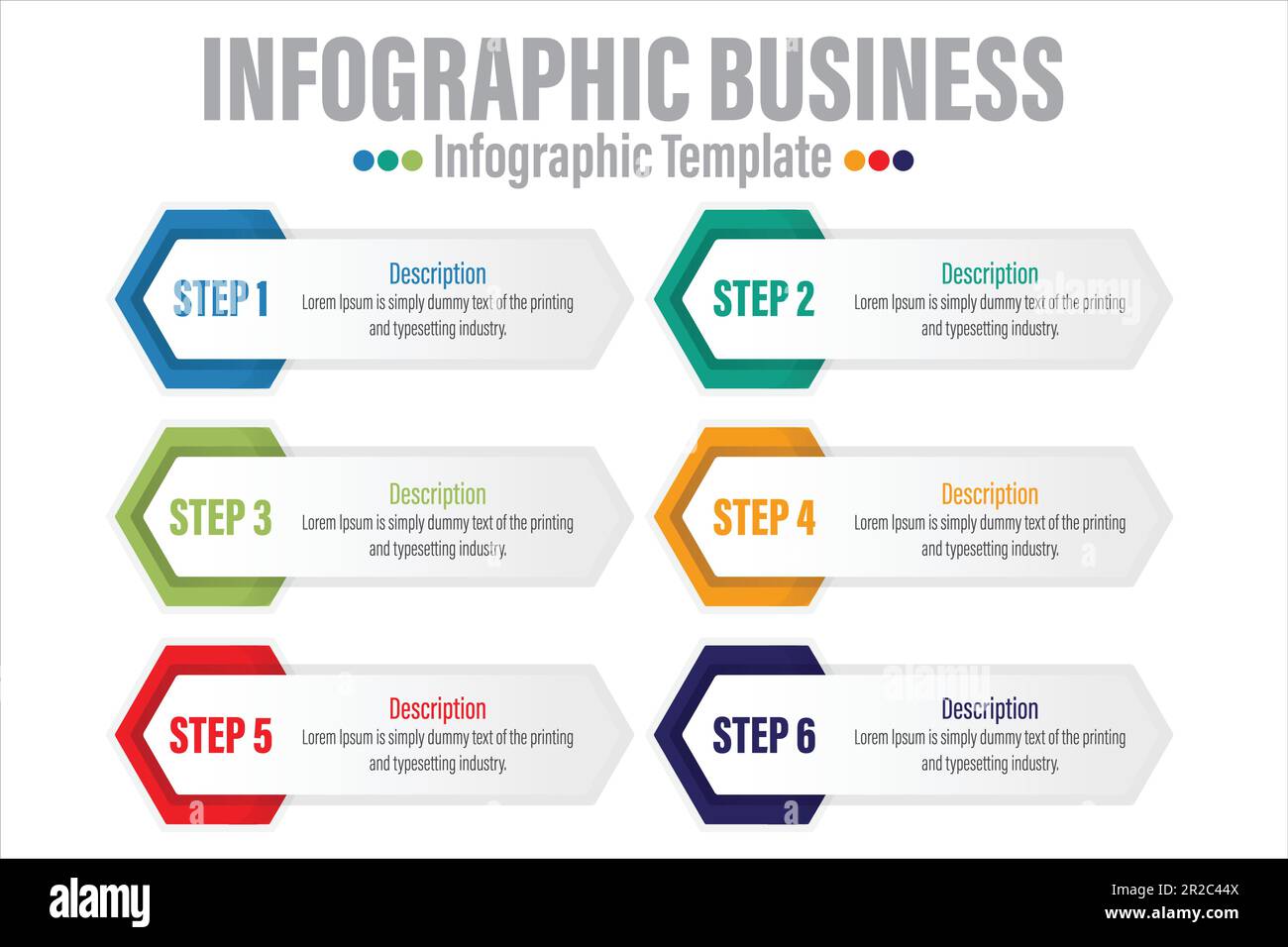Colorful 6 Steps, 6 option infographic flow chart design . business ...