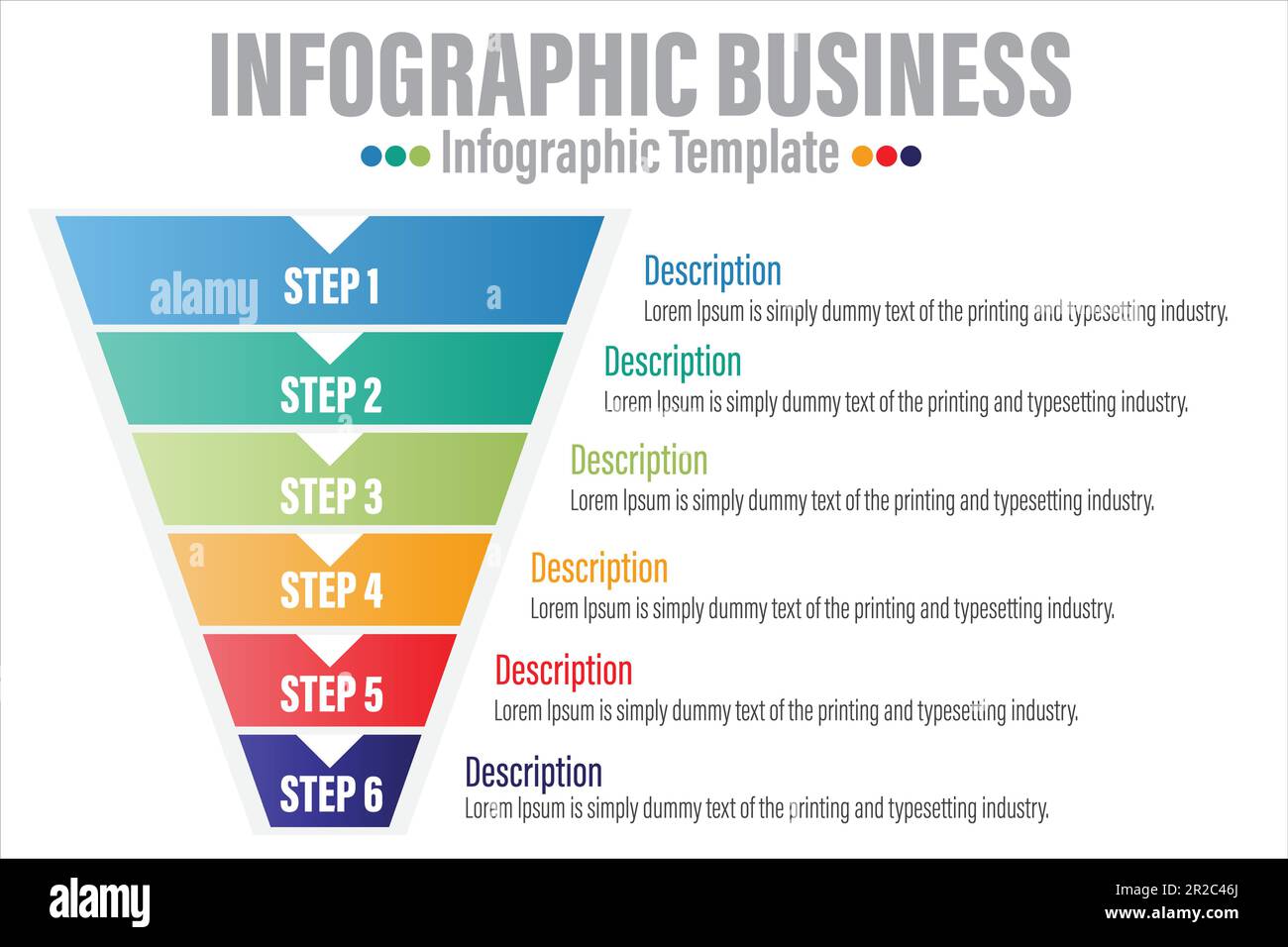Infographic funnel block chart concept for slide presentation with six ...