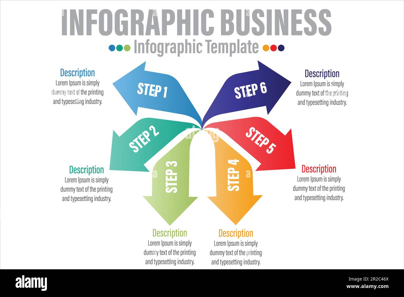 Vector infographic template Arrows for six paper label, diagram, graph ...