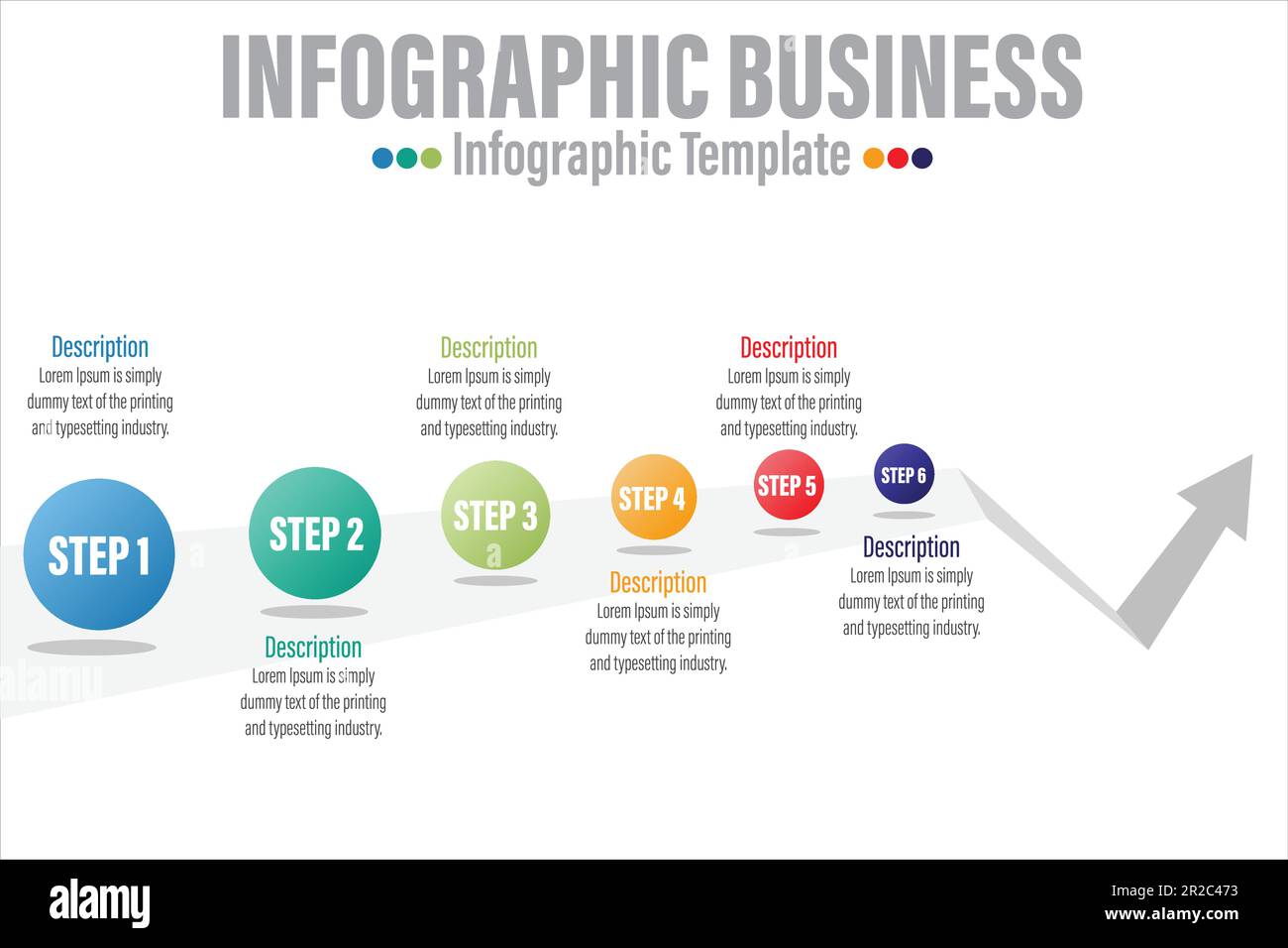 Six 6 Steps or Six 6 option Infographic template for business. Modern Chart diagram with project ...