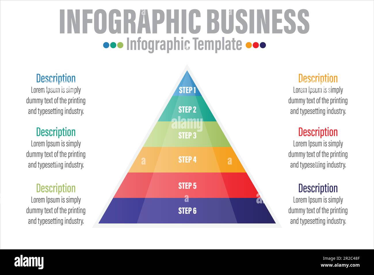 Infographic template for business. 6 steps Modern Mindmap pyramid level diagram, presentation ...