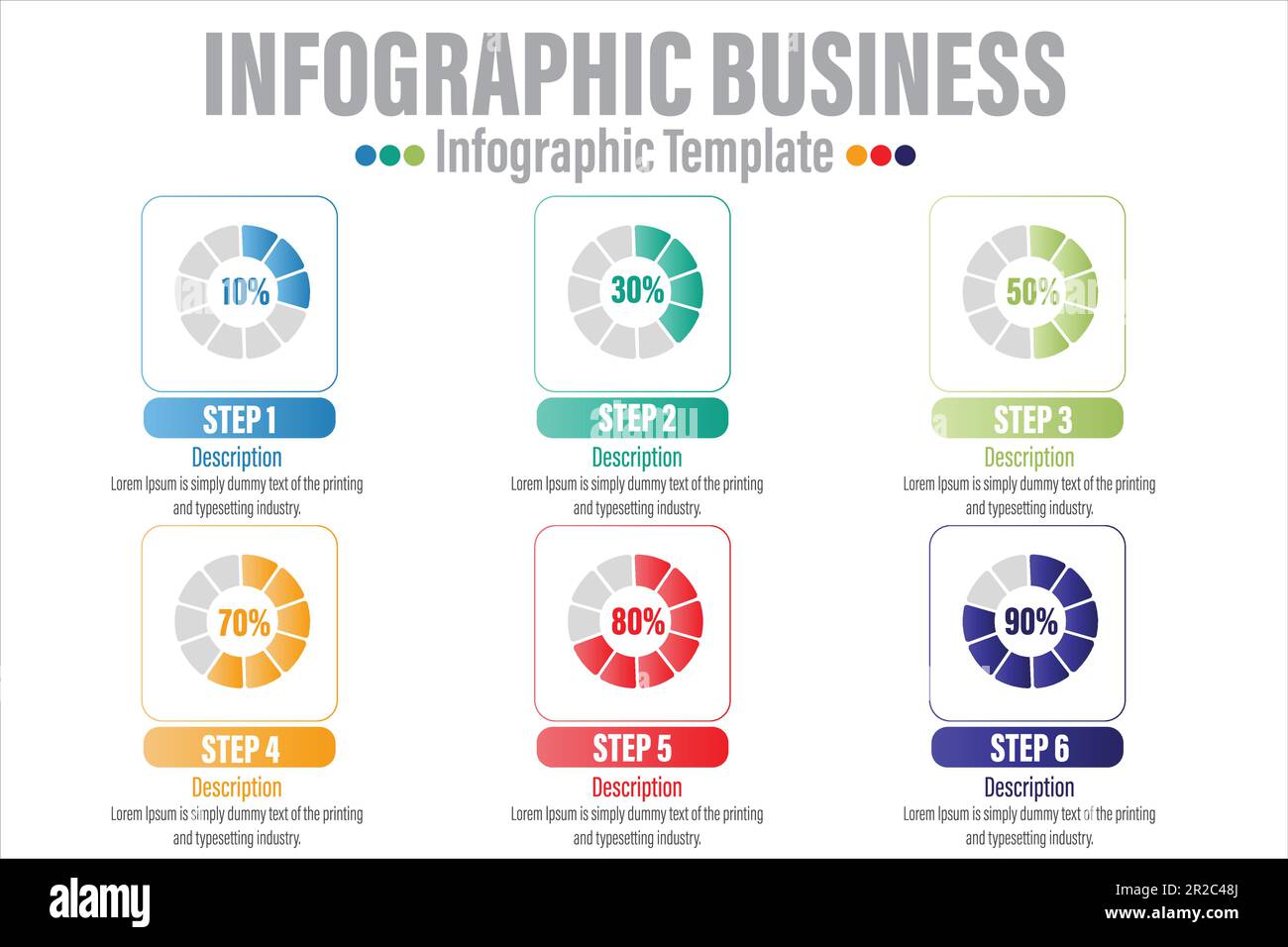 Percentage sign icon vector,Colorful timeline infographic with Six 6 ...