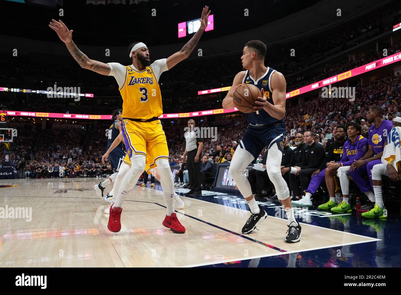 Denver Nuggets forward Michael Porter Jr. looks to pass as Los Angeles ...