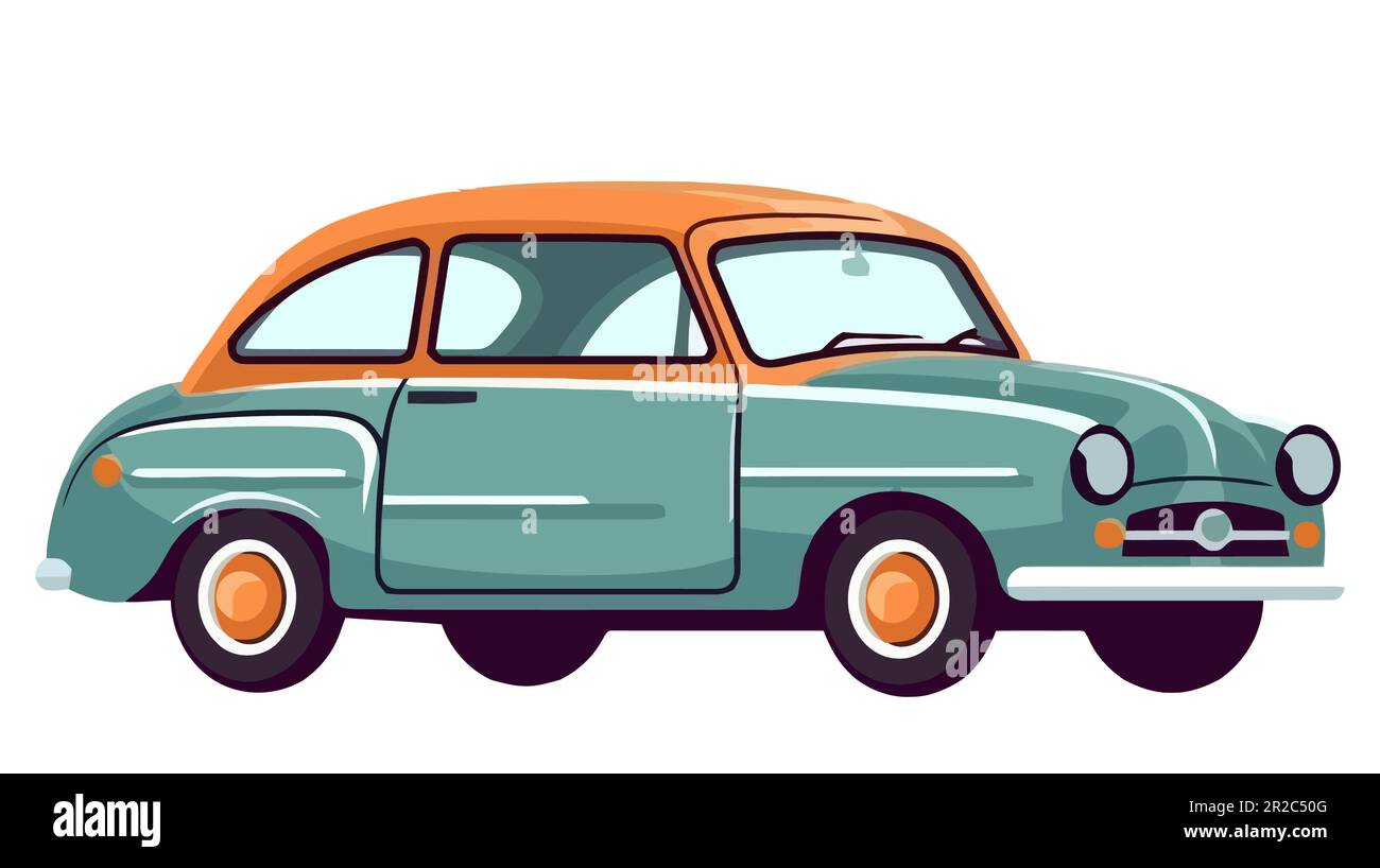 Old car drawing isolated vector. Retro auto illustration. Antique ...