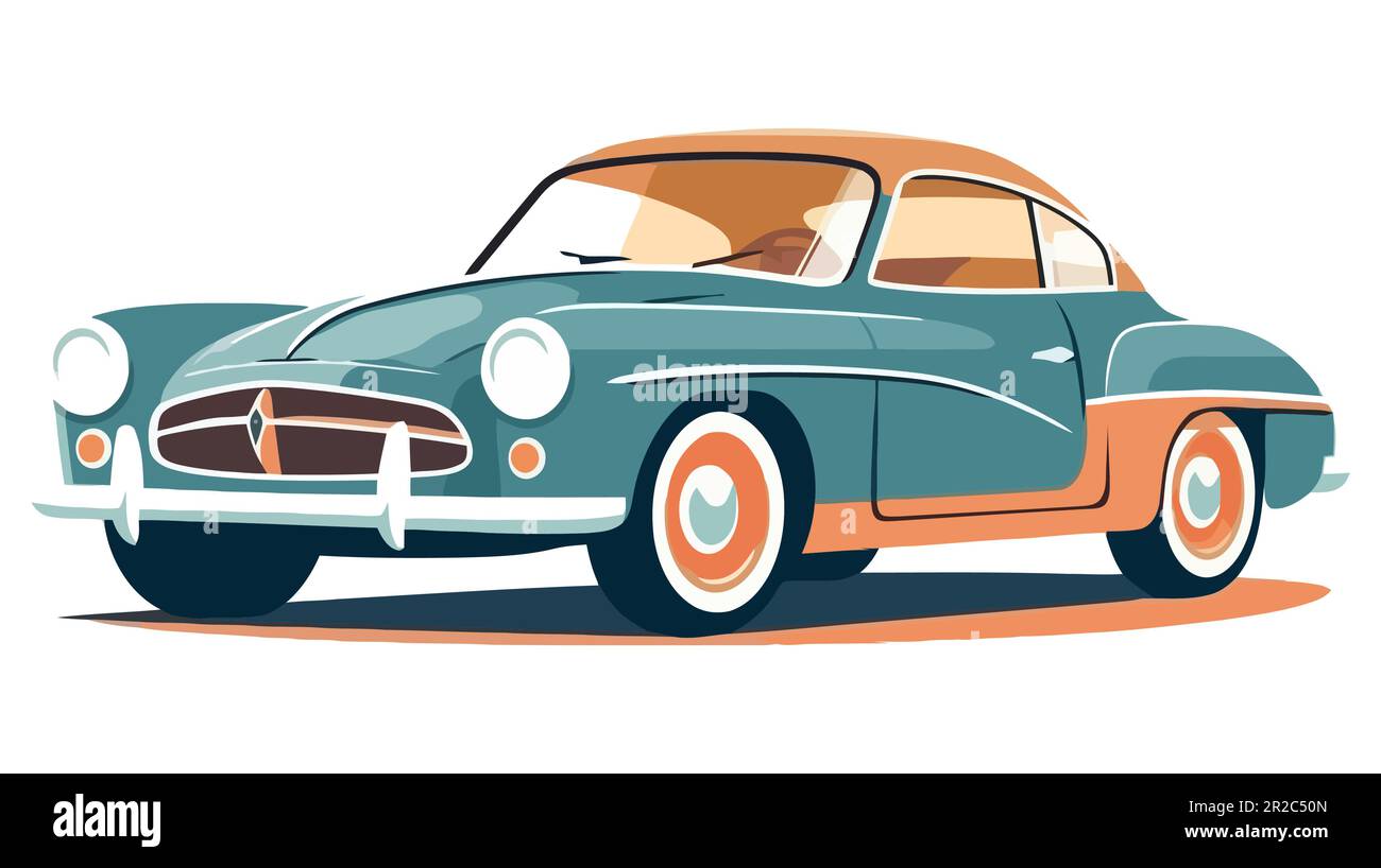 Old car drawing isolated vector. Retro auto illustration. Antique ...