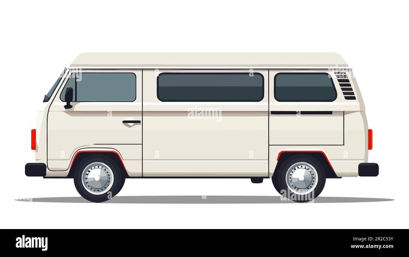 Retro van flat vector illustration isolated on white background. Old ...