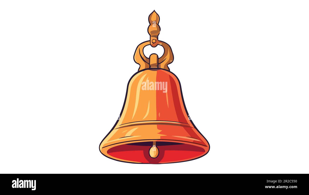 Gold bell with. School bell. Flat vector illustration isolated on white ...