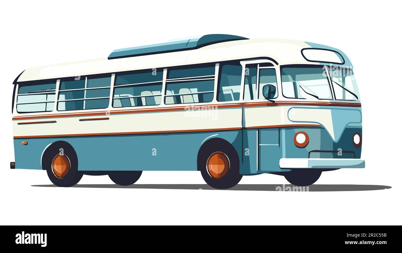 Old vintage american bus vector illustration. Retro passenger vehicle ...