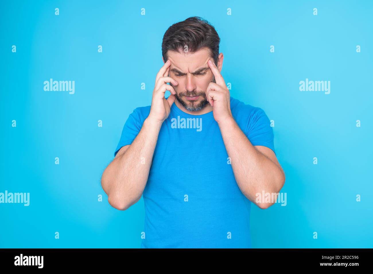 Portrait of thoughtful guy making choice. Handsome man thinking on ...