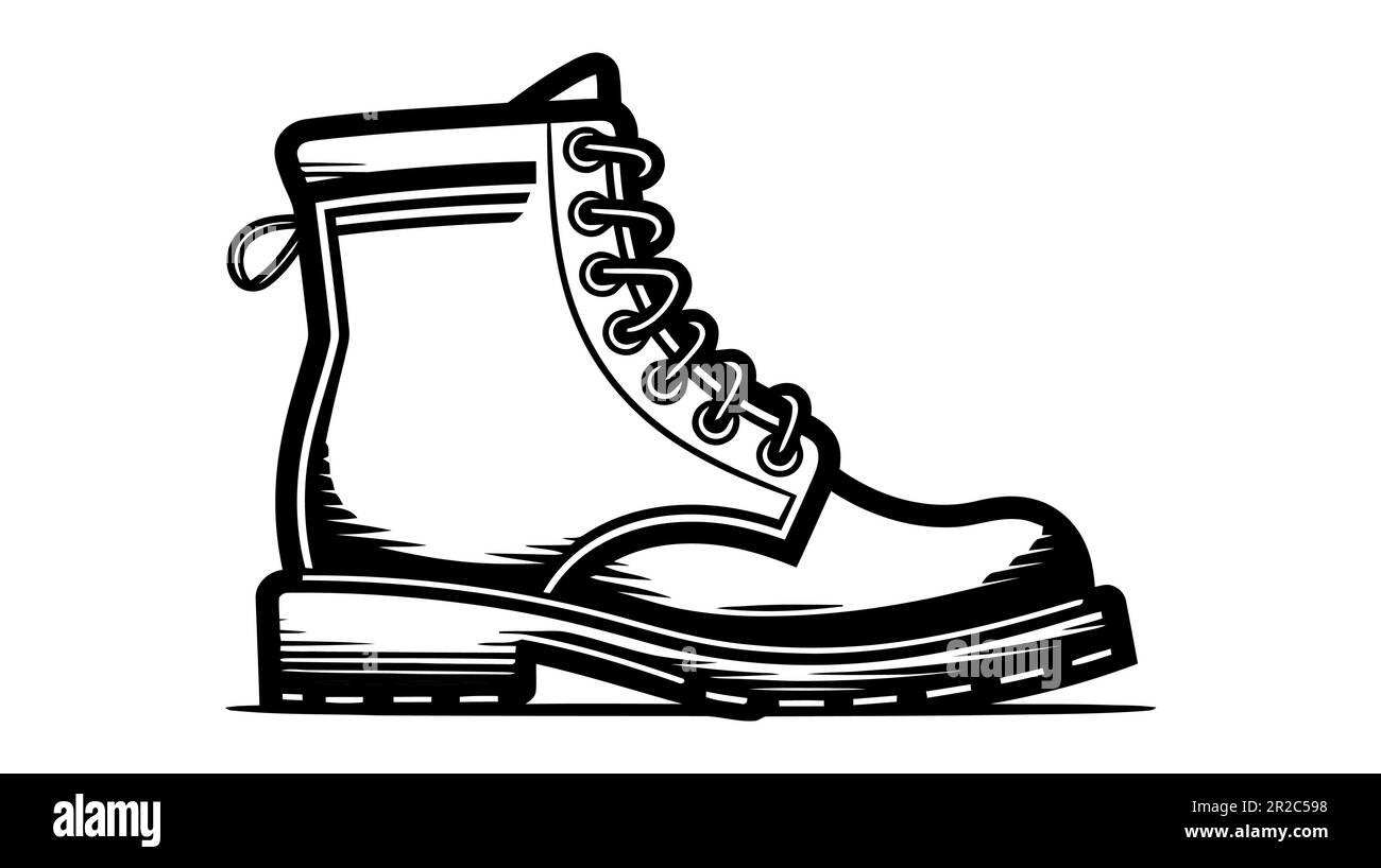 Boot icon. Hiking boots icon. Vector illustration. Black shoe symbol on ...