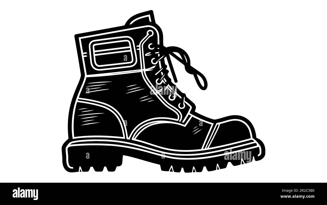 Boot icon. Hiking boots icon. Vector illustration. Black shoe symbol on ...