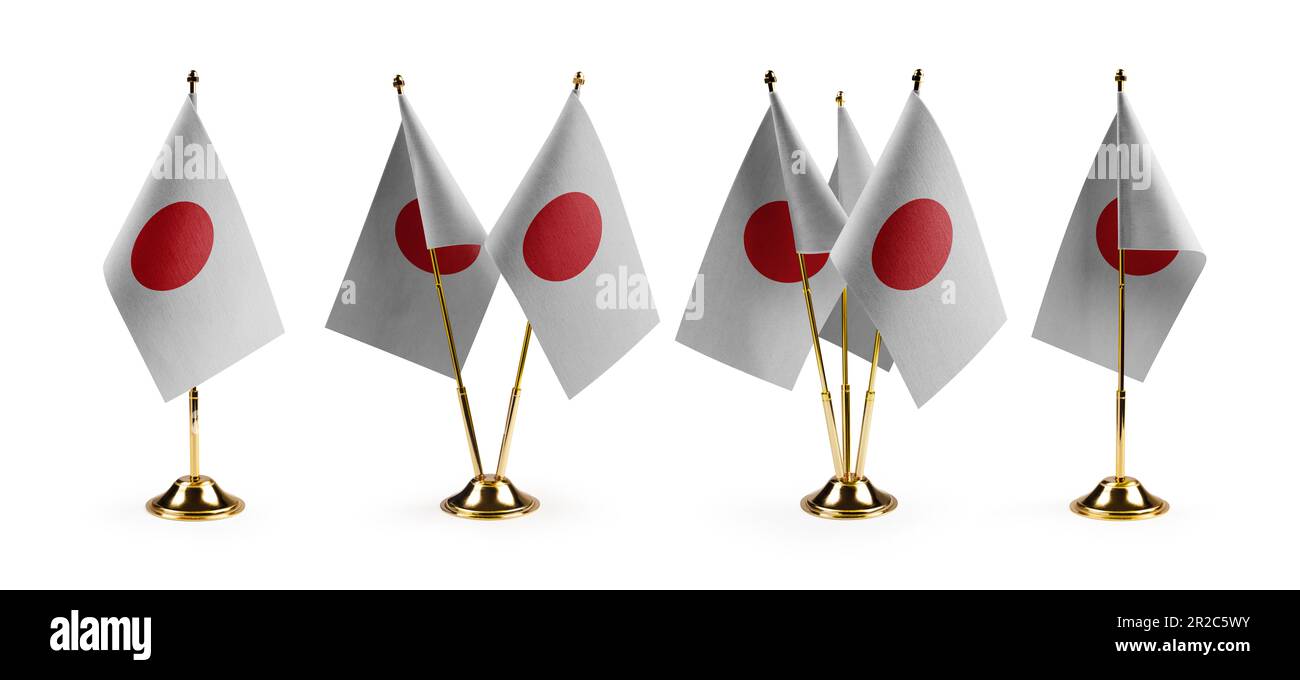 Small national flags of the Japan on a white background Stock Photo - Alamy