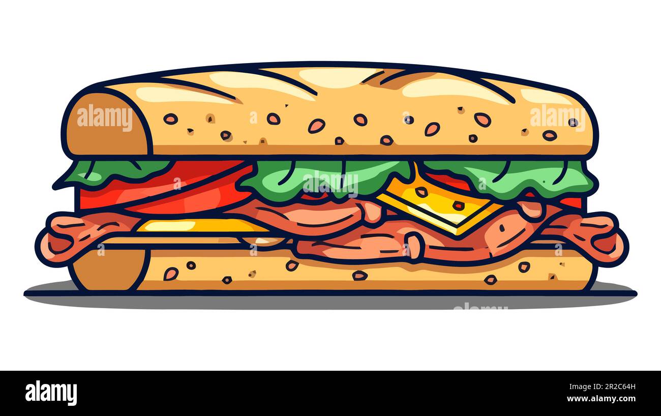 Sandwich Cartoon Vector Icon Illustration. Breakfast Food Icon Concept Isolated Premium Vector ...
