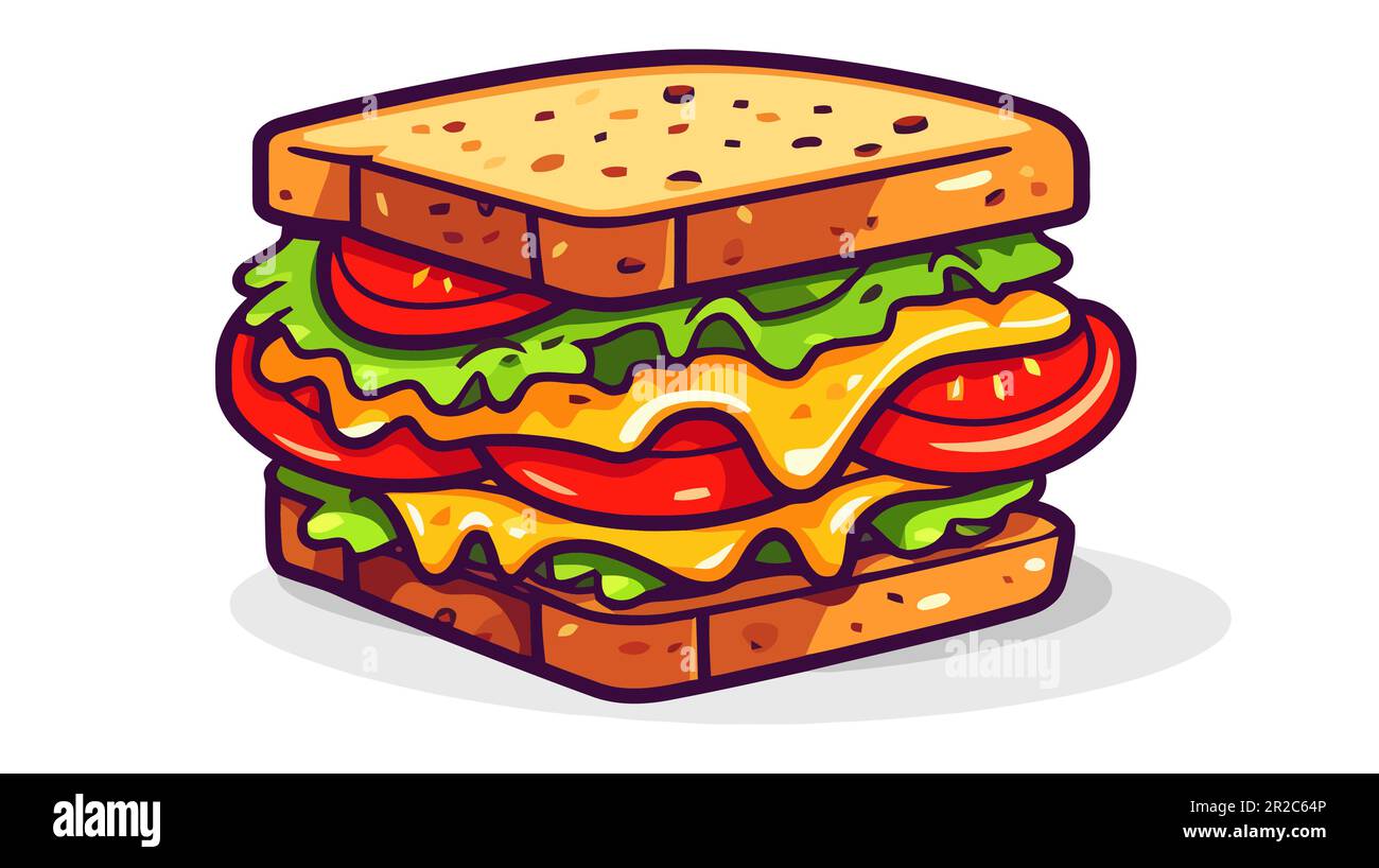 Sandwich Cartoon Vector Icon Illustration. Breakfast Food Icon Concept ...