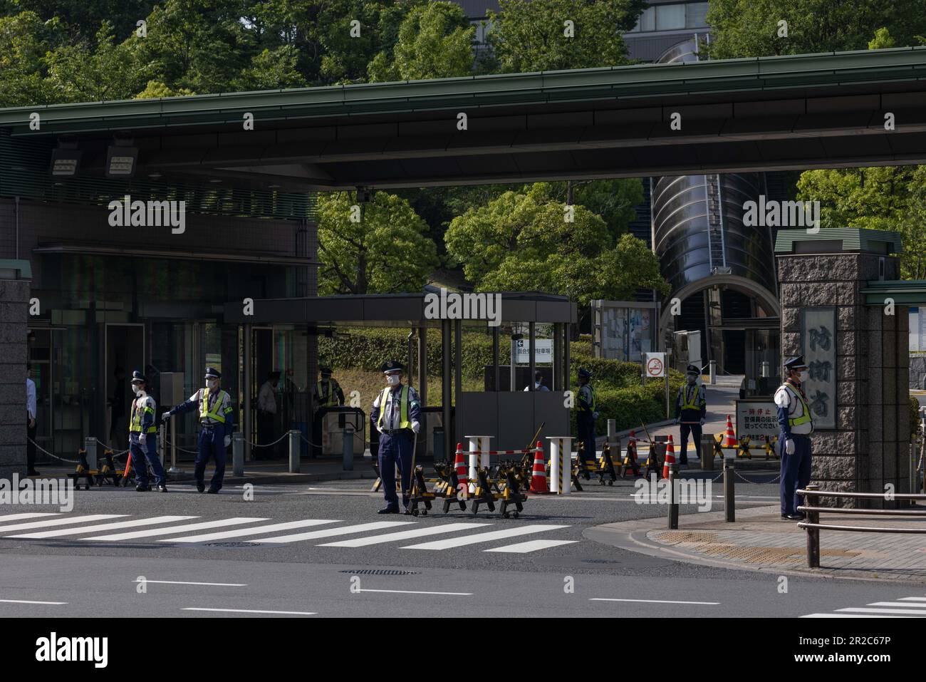 Tokyo, Japan. 18th May, 2023. Guards on duty seen at the main entrance ...