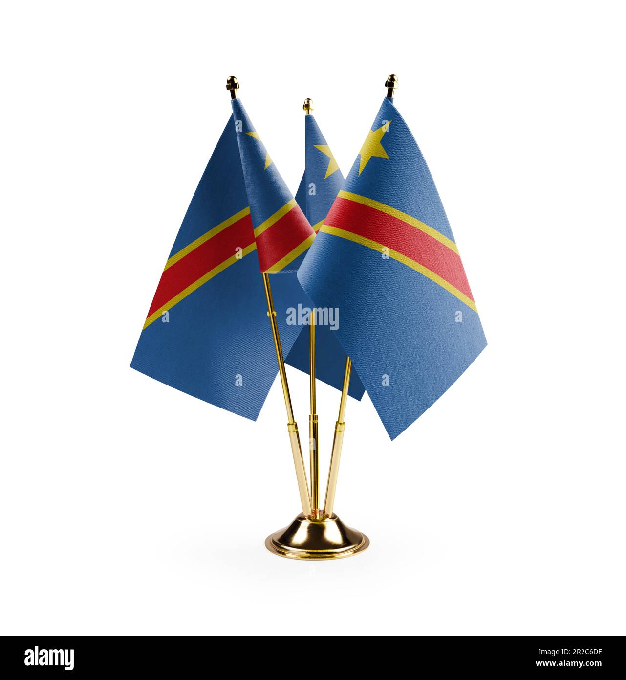 Small national flags of the Democratic Republic of the Congo on a white ...